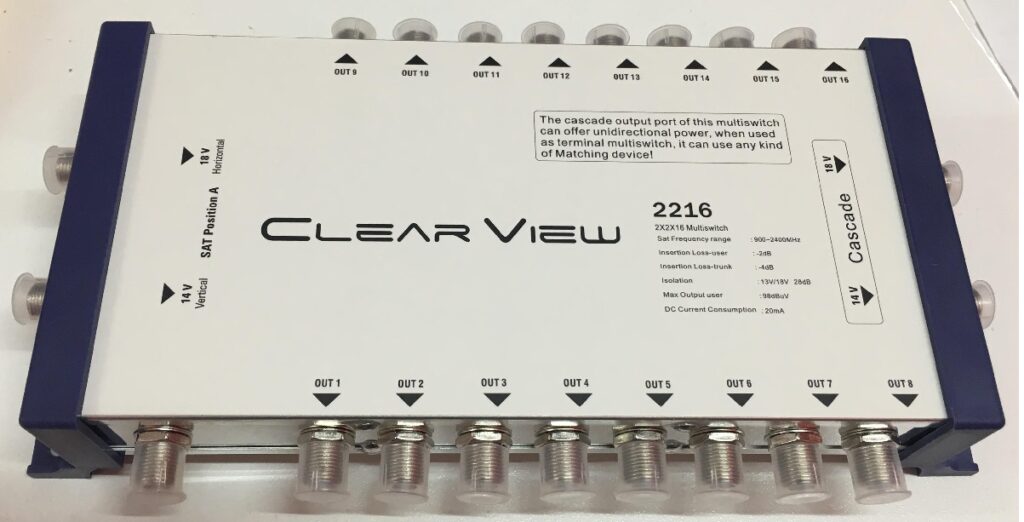 ClearView 2216 16 Port Cascade Satellite Multiswitch – Kristal Electronics